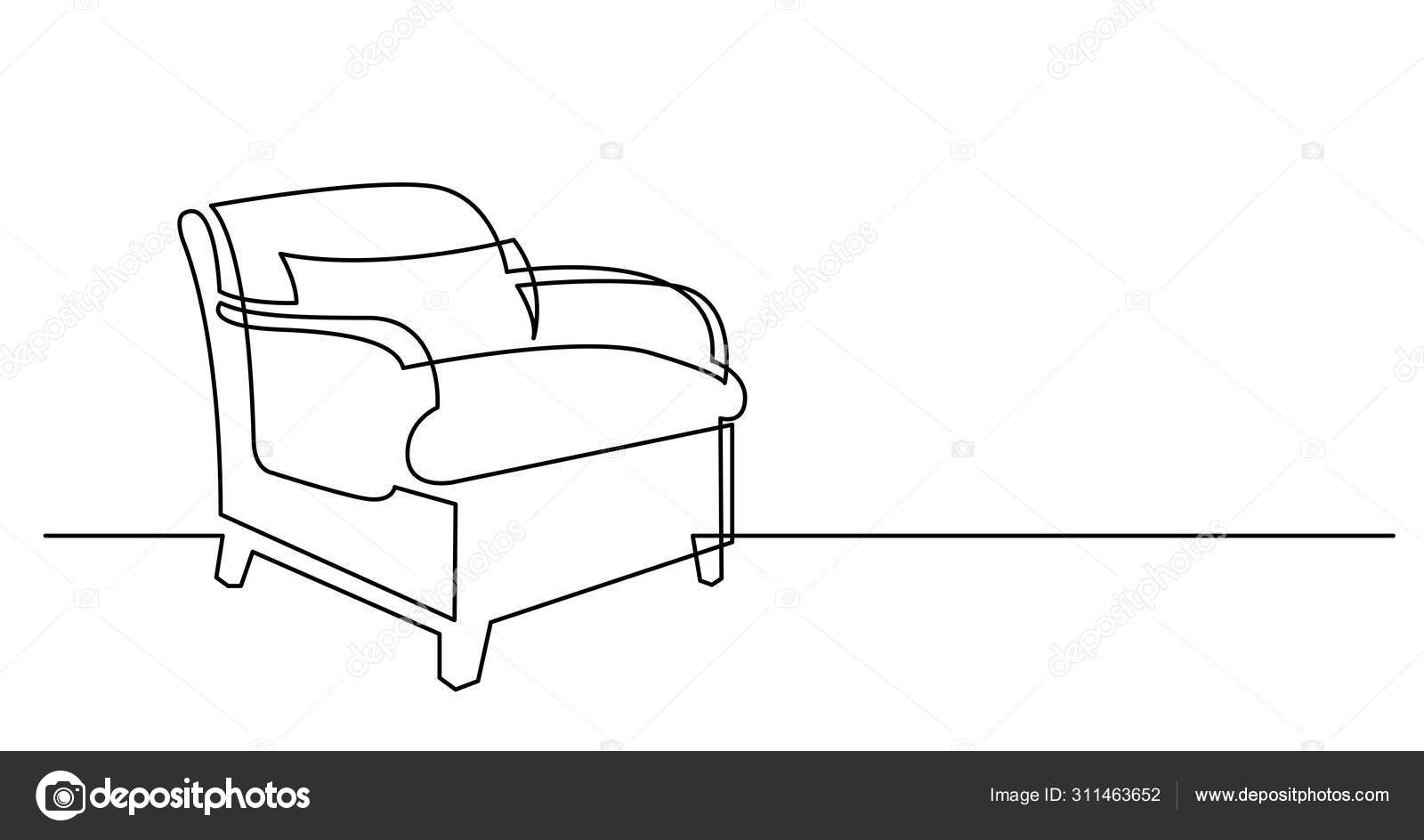 Continuous line drawing of big comfortable armchair Stock Vector by ...