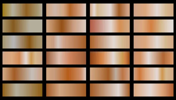 Vector Set Bronze Metallic Gradients Swatches Collection Shiny Gradient ...