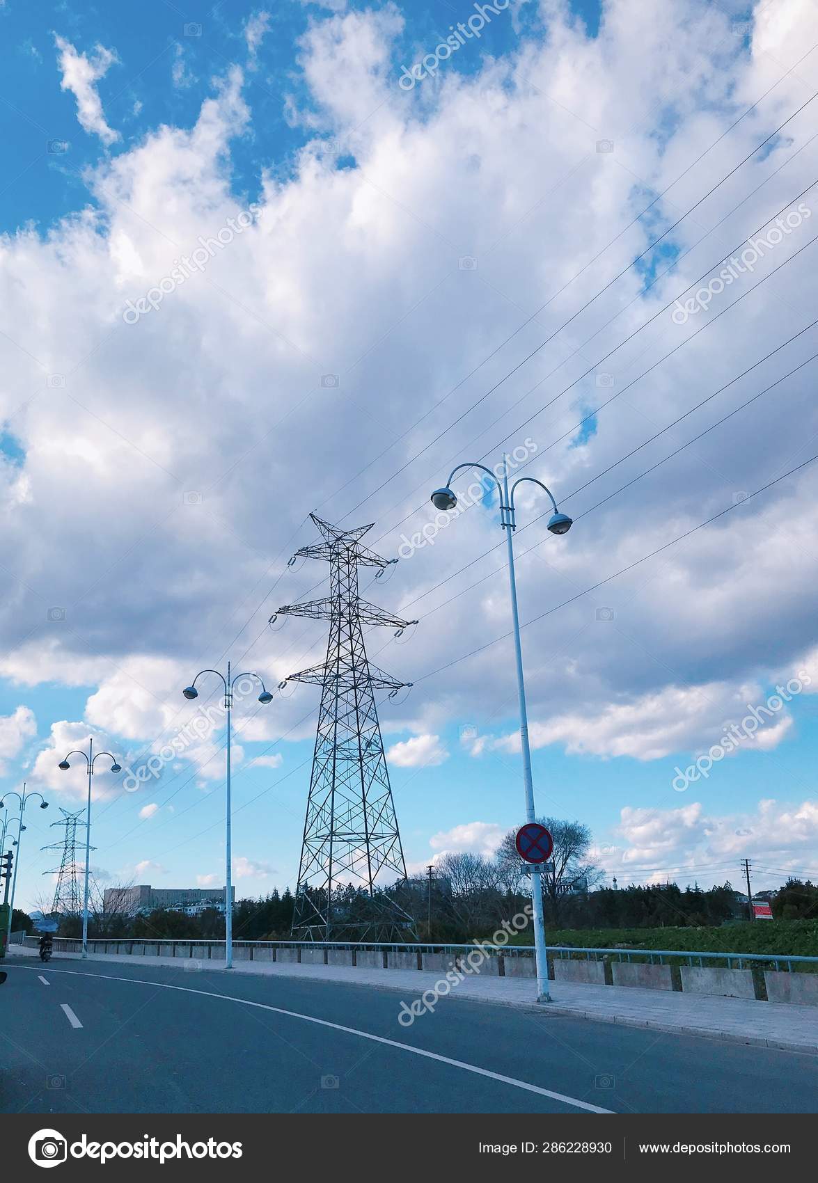 High Voltage Power Lines Transmission Energy — Stock Photo ...