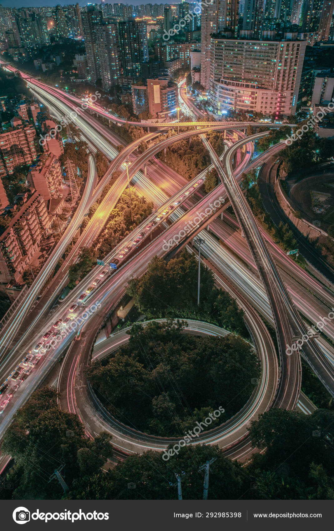 Aerial View Highway Traffic Light Trails — Stock Photo © Imaginechina ...
