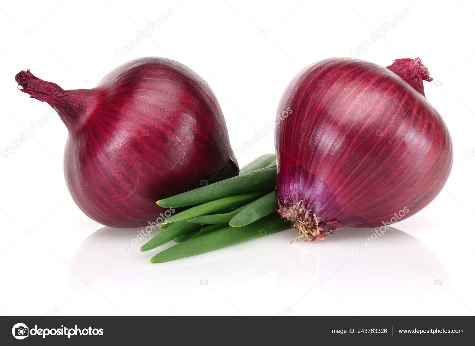 Red Onion Fresh Scallion Isolated White Background — Stock Photo ...