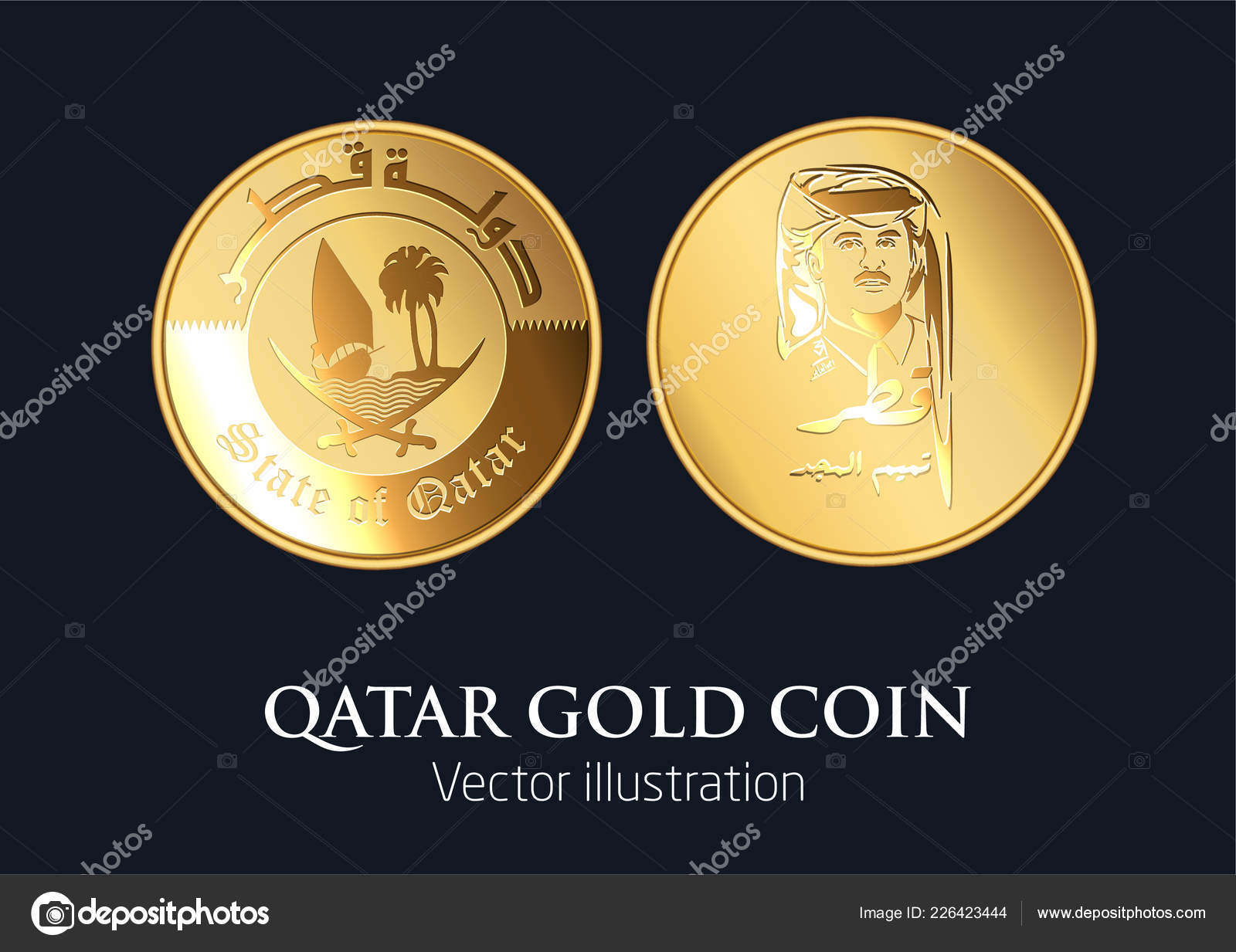 Doha Qatar Gold Coin Vector Illustration vector, gráfico vectorial ...