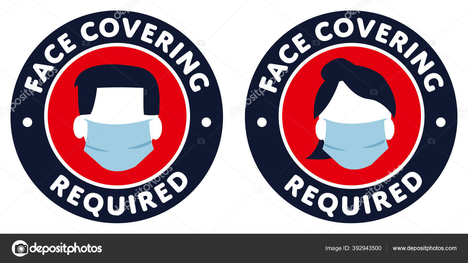Face Covering Required Icons Sign Covid Protection Male Female Symbols ...