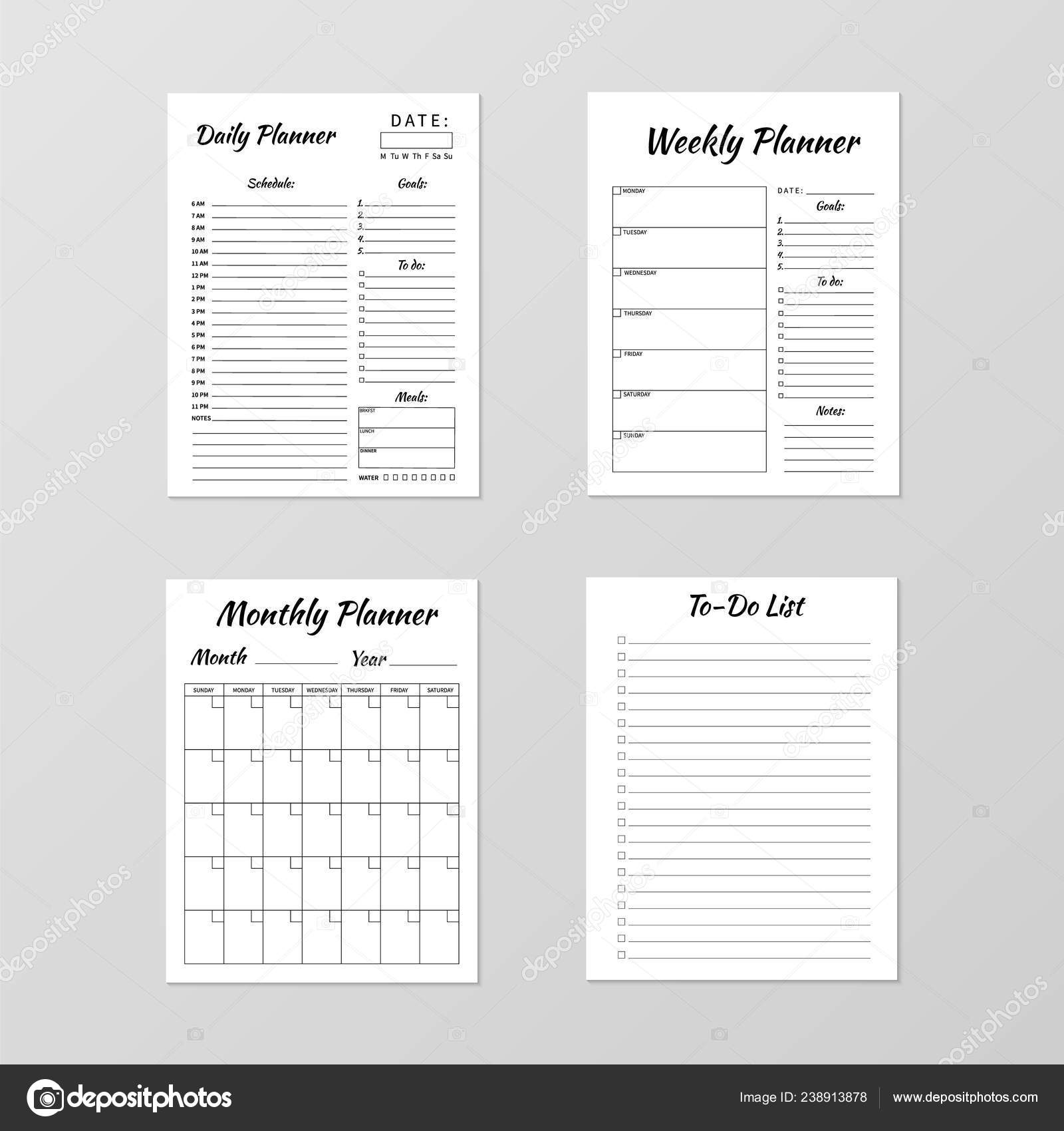 Daily Weekly Monthly Planner List Template Business Organizer Page Set ...