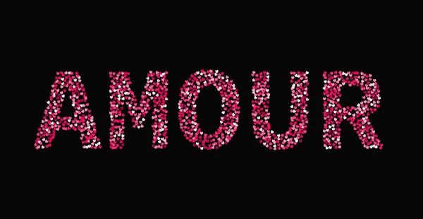 Word Amor Made Little Hearts Shades Red Pink Black Background Stock ...