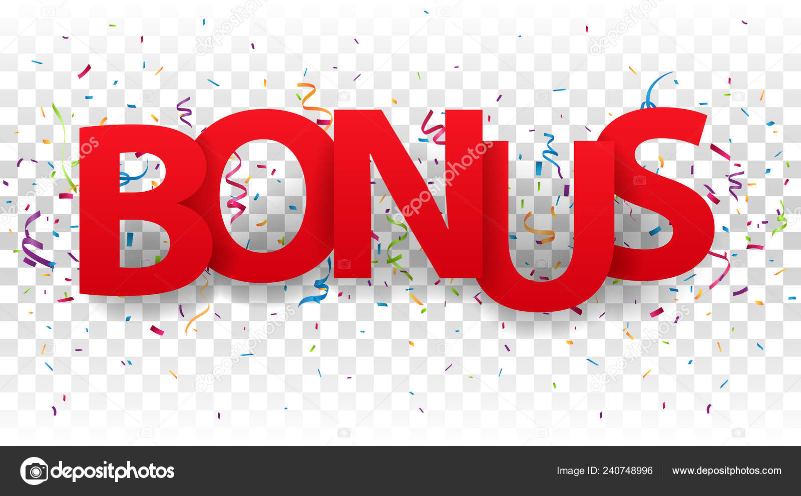 Vector Illustration Bonus Sign Letters Colorful Confetti — Stock Vector ...