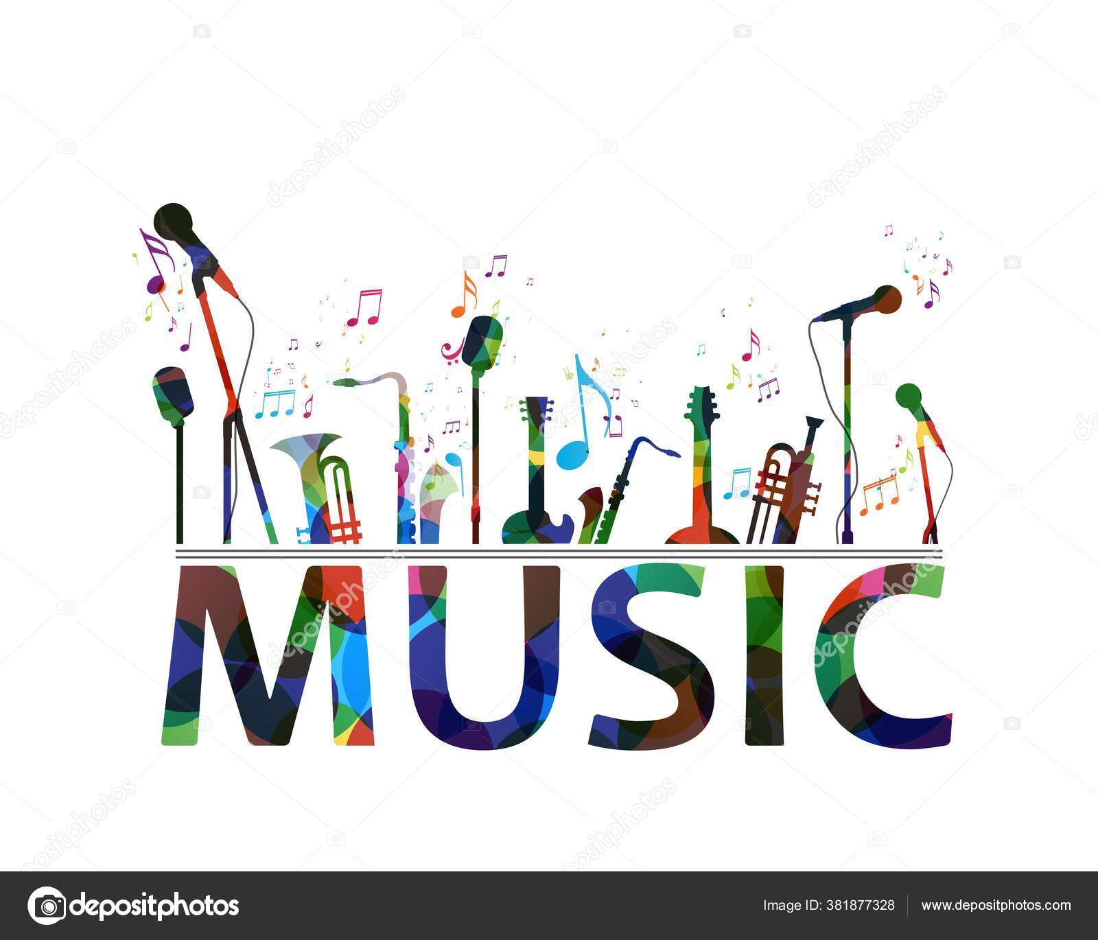 Vector Illustration Colorful Music Notes Background Abstract Sign ...