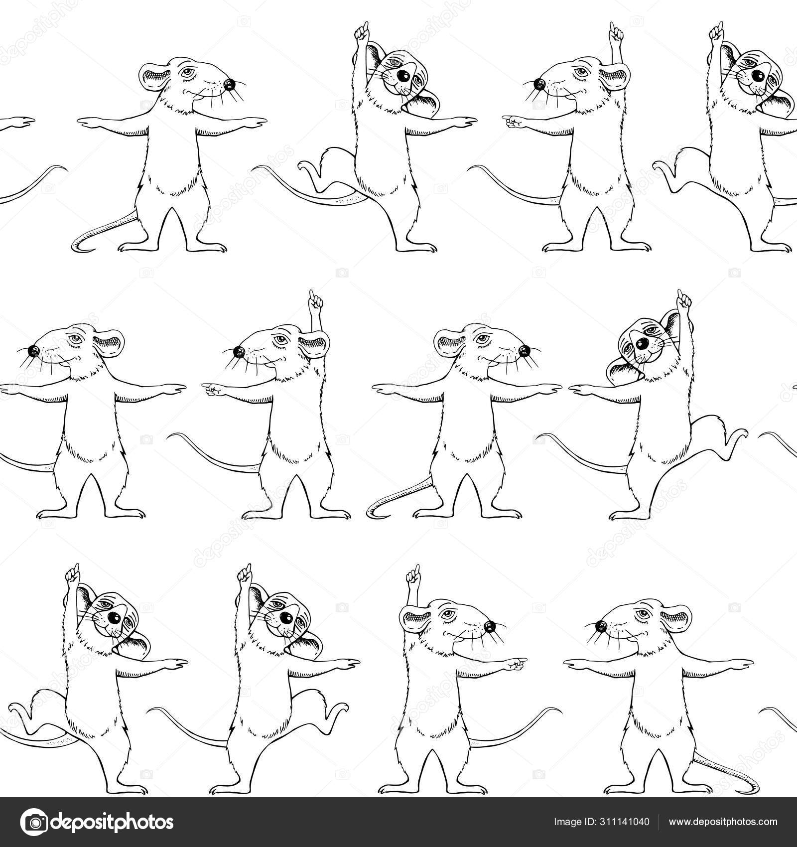 Ratas bailarinas. Animales en una línea Vector de stock por ©ilyukolga ...
