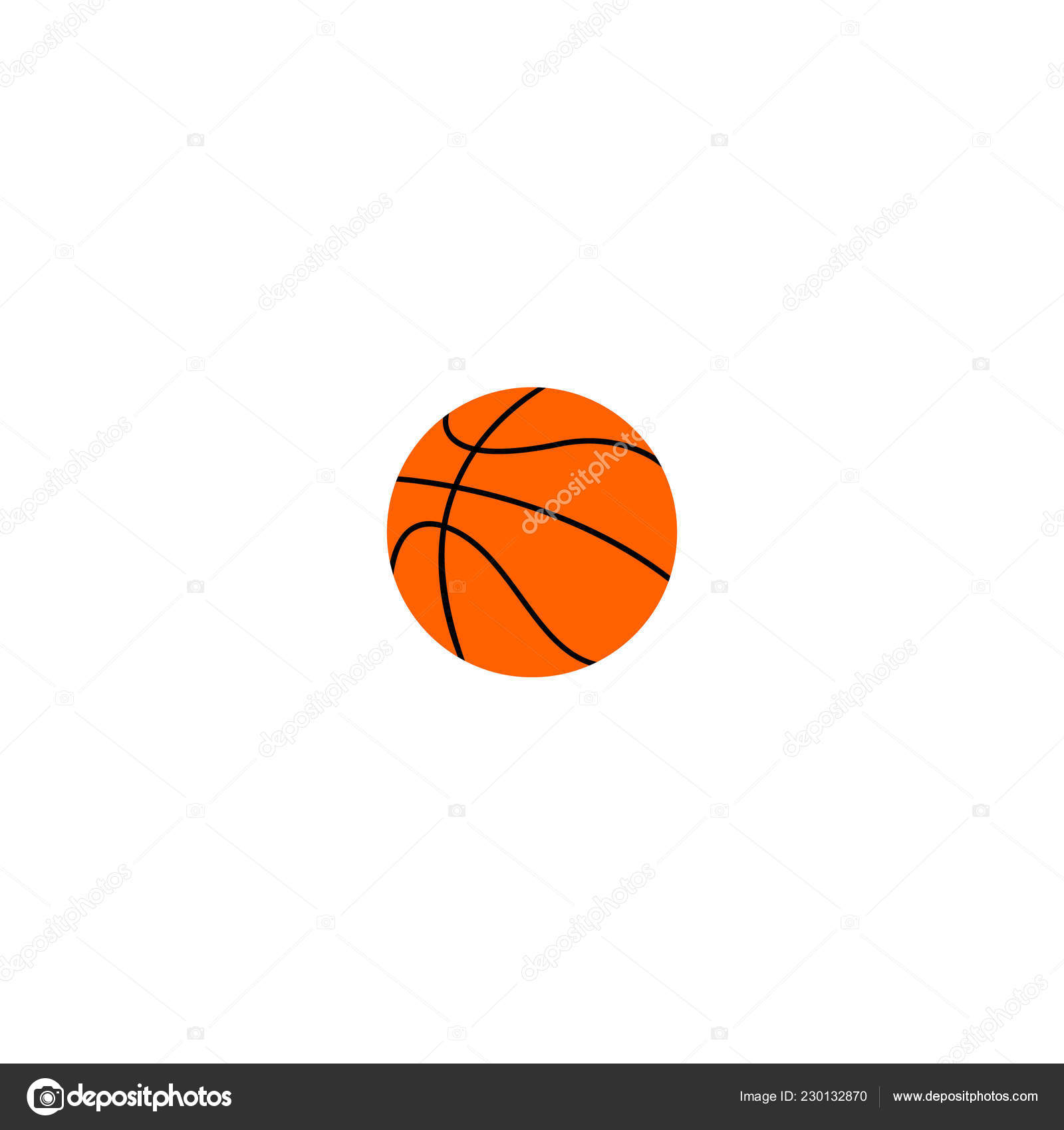 Orange flat basketball ball, vector illustration isolated on white ...
