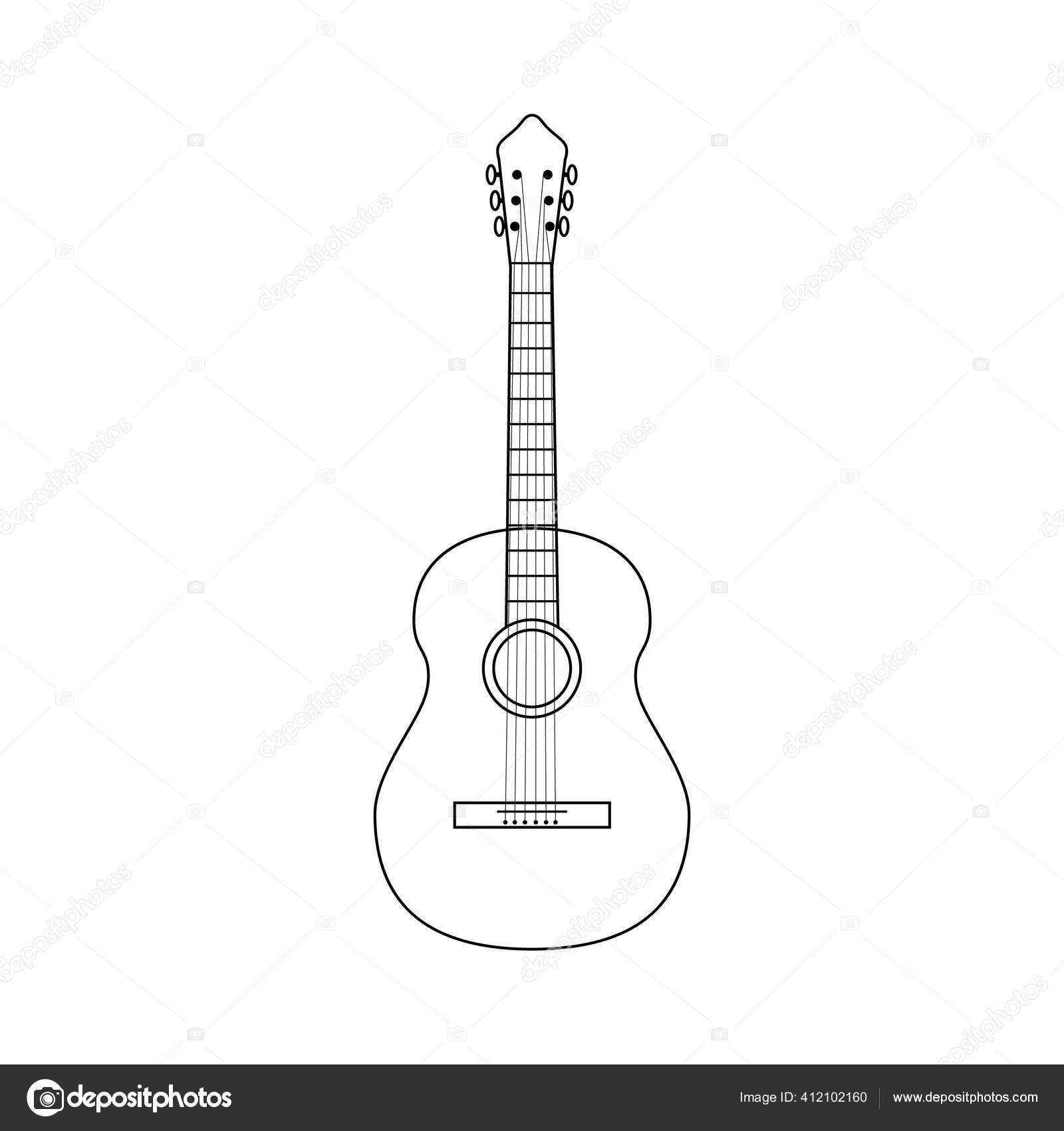 Classical guitar line art vector illustration Stock Vector Image by ...