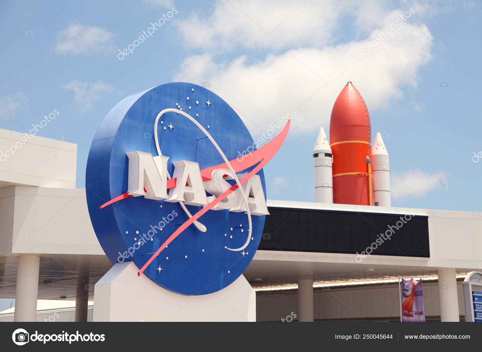 Orange Rocket Nasa Sign Kennedy Space Center Florida Usa – Stock ...