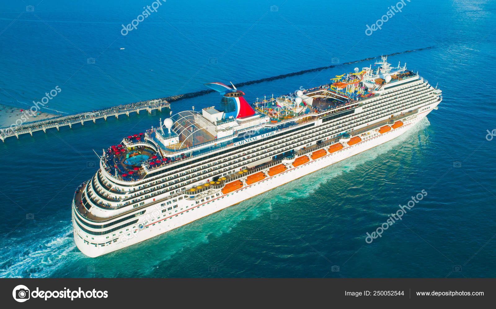 Aerial View Cruise Ship Carnival Magic Entrance Atlantic Ocean Miami ...