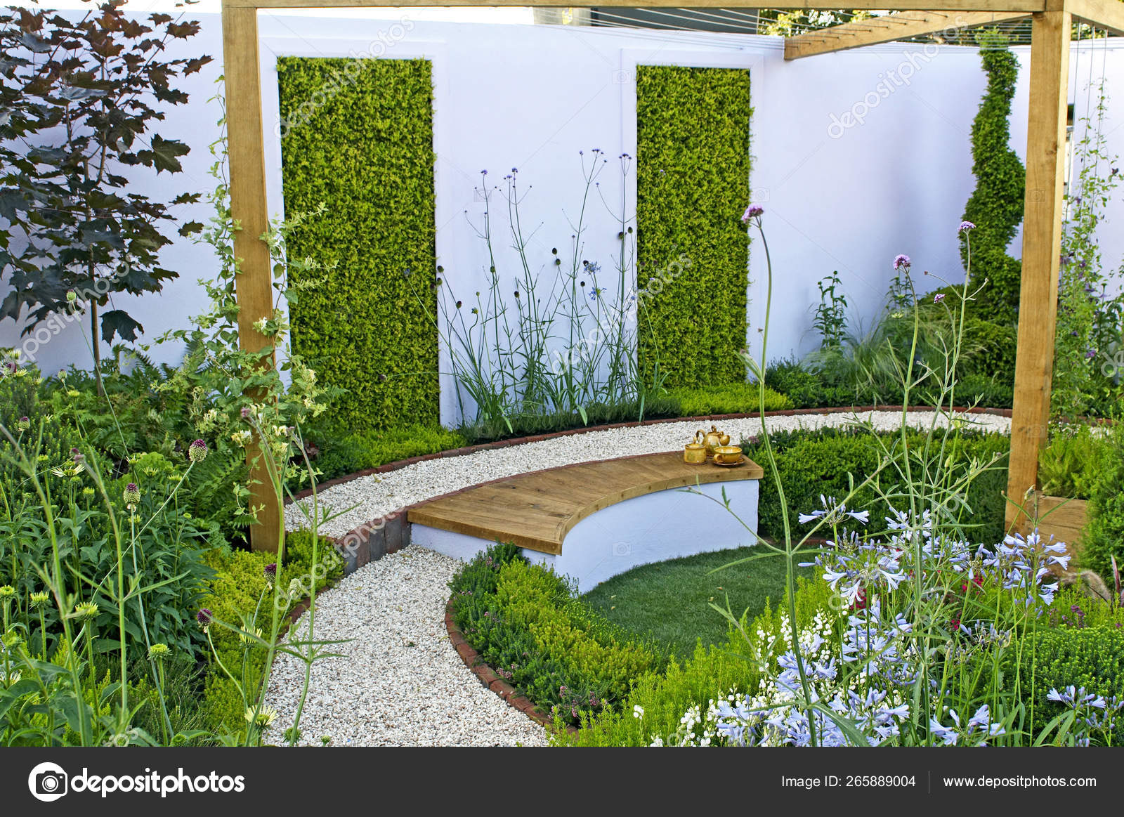 A heather garden showing the various applications including vertical ...
