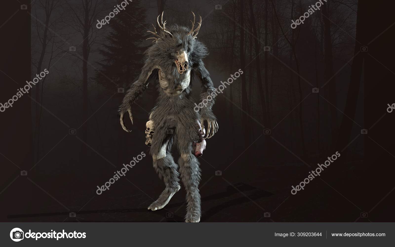 Wendigo mythical monster 3d render Stock Photo by ©andryuha19811 309203644