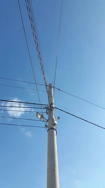Pillar Pole Electric Wires Electrification Facility Stock Photo by ...