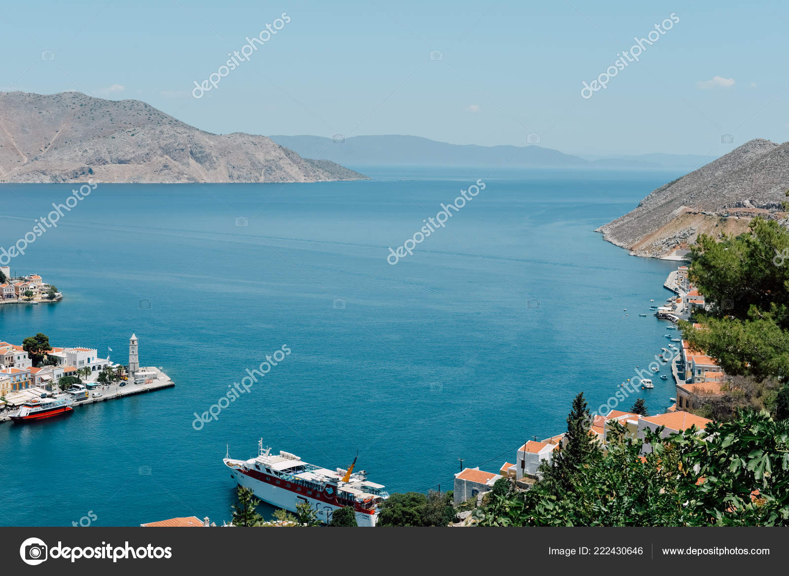 Symi Island Greece Circa June 2018 Aerial View Sea Port – Stock ...