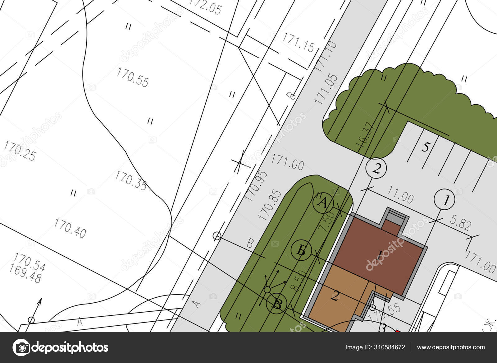 Topographic survey of a construction site. Street Master Plan. — Stock ...