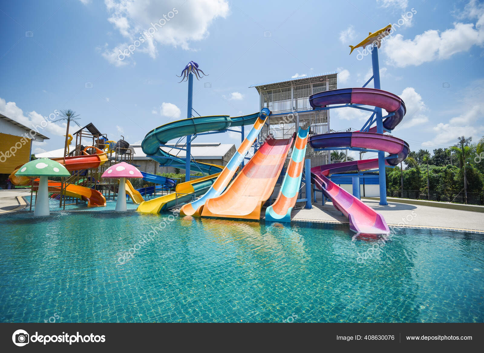Water Park Slide Swimming Pool Amusement Park Colored Plastic Water ...