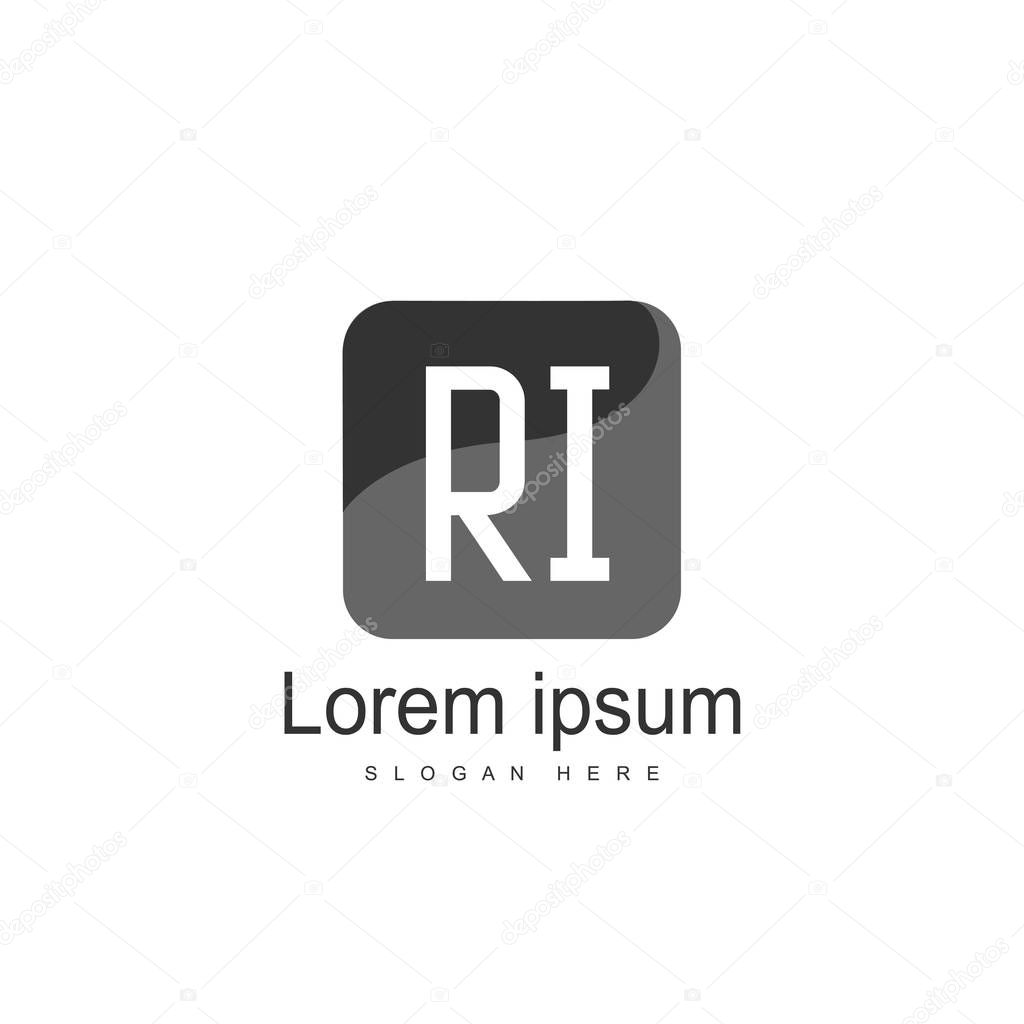 Diseño de plantilla de logotipo RI. Diseño inicial de la plantilla de ...