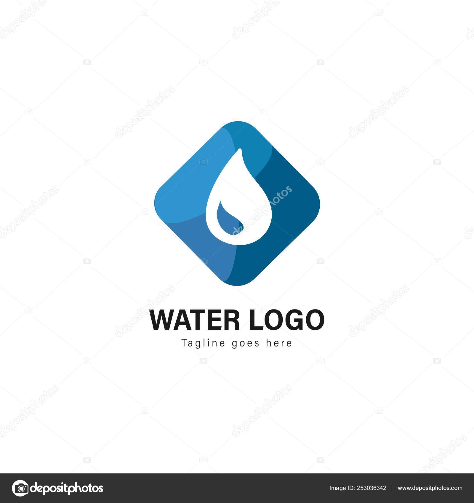 Water logo template design. Water logo with modern frame vector design ...