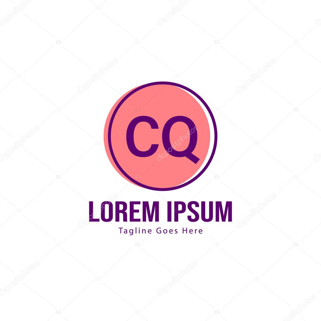 Plantilla inicial del logotipo de CQ con marco moderno. Ilustraci n minimalista del vector del ...