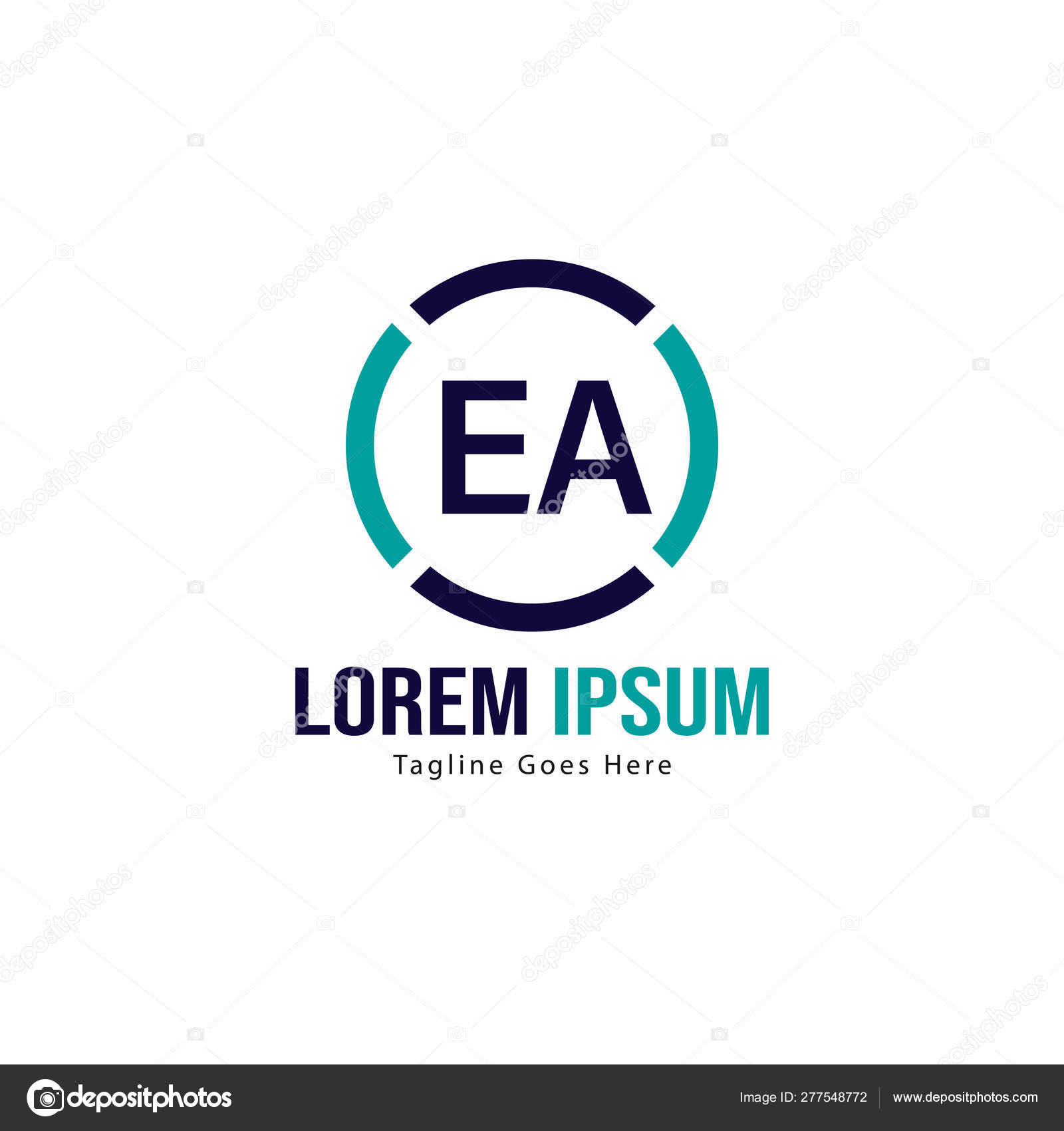 Plantilla de logotipo EA inicial con marco moderno. Ilustración de ...