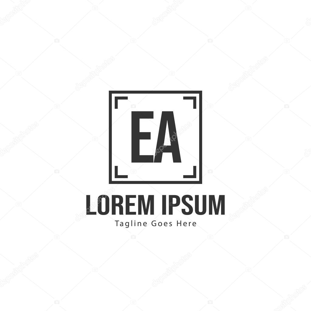 Plantilla de logotipo EA inicial con marco moderno. Ilustración de ...