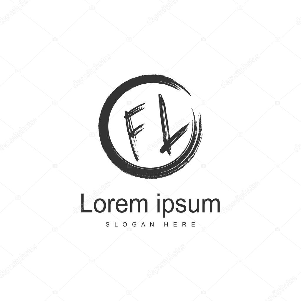 Plantilla de logotipo FL inicial con marco moderno. Ilustraci n de vectores de logotipo de letra ...