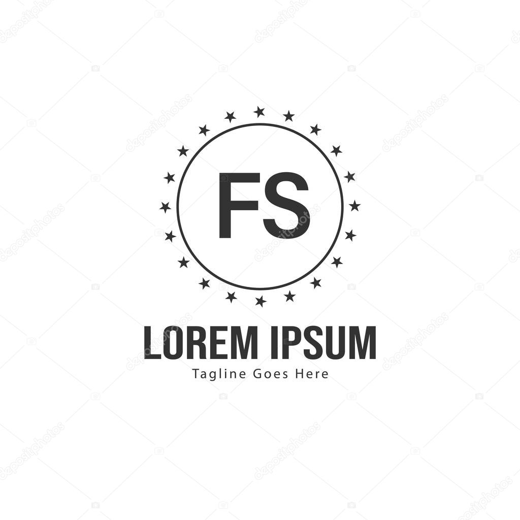 Plantilla de logotipo FS inicial con marco moderno. Ilustración de ...