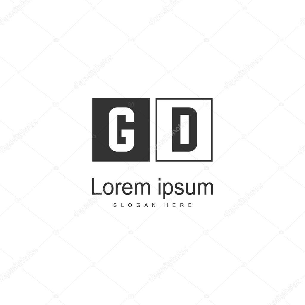 Plantilla de logotipo GD inicial con marco moderno. Ilustración minimalista del vector del ...