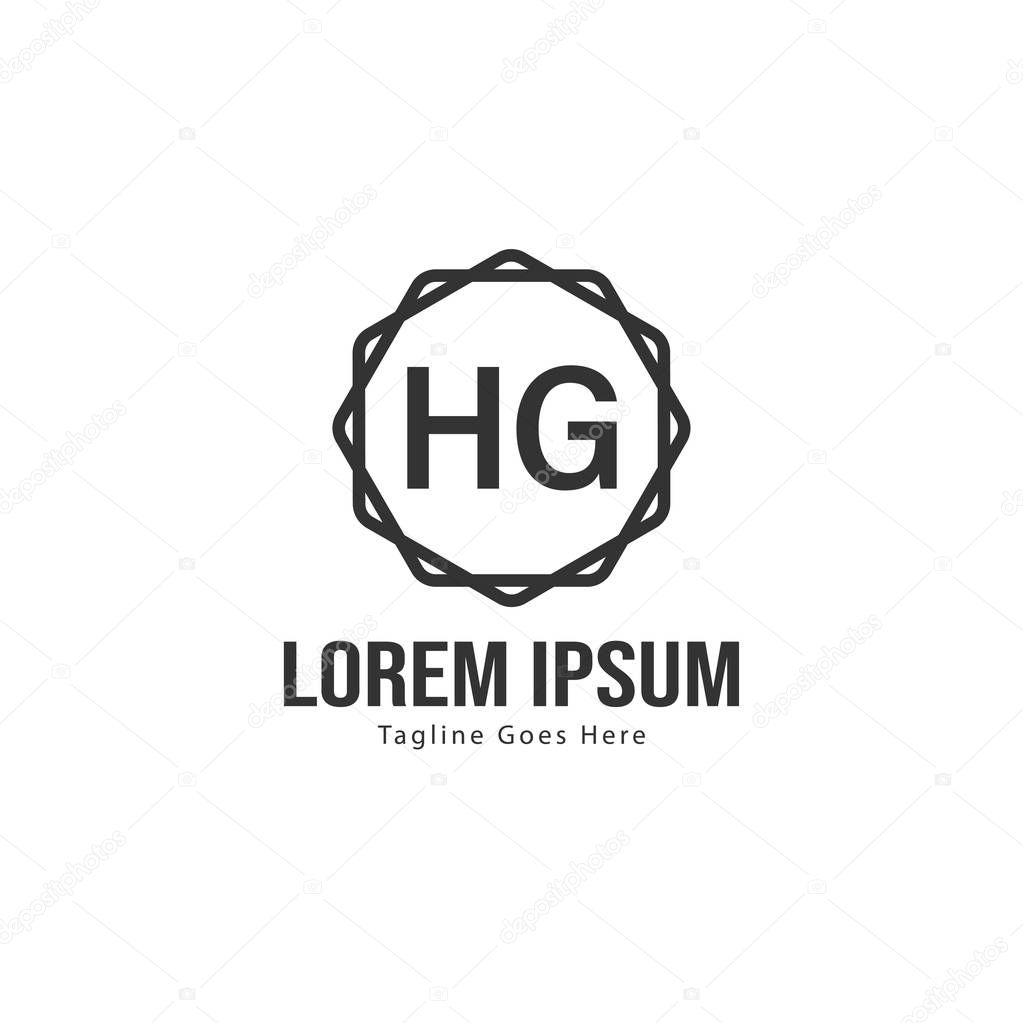 Plantilla de logotipo HG inicial con marco moderno. Ilustraci n minimalista del vector del ...