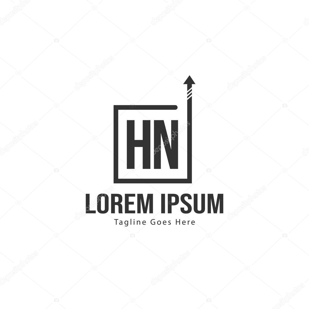 Plantilla de logotipo HN inicial con marco moderno. Ilustración minimalista del vector del ...
