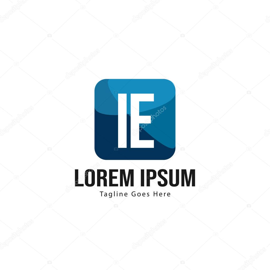 Plantilla de logotipo de IE inicial con marco moderno. Ilustración ...
