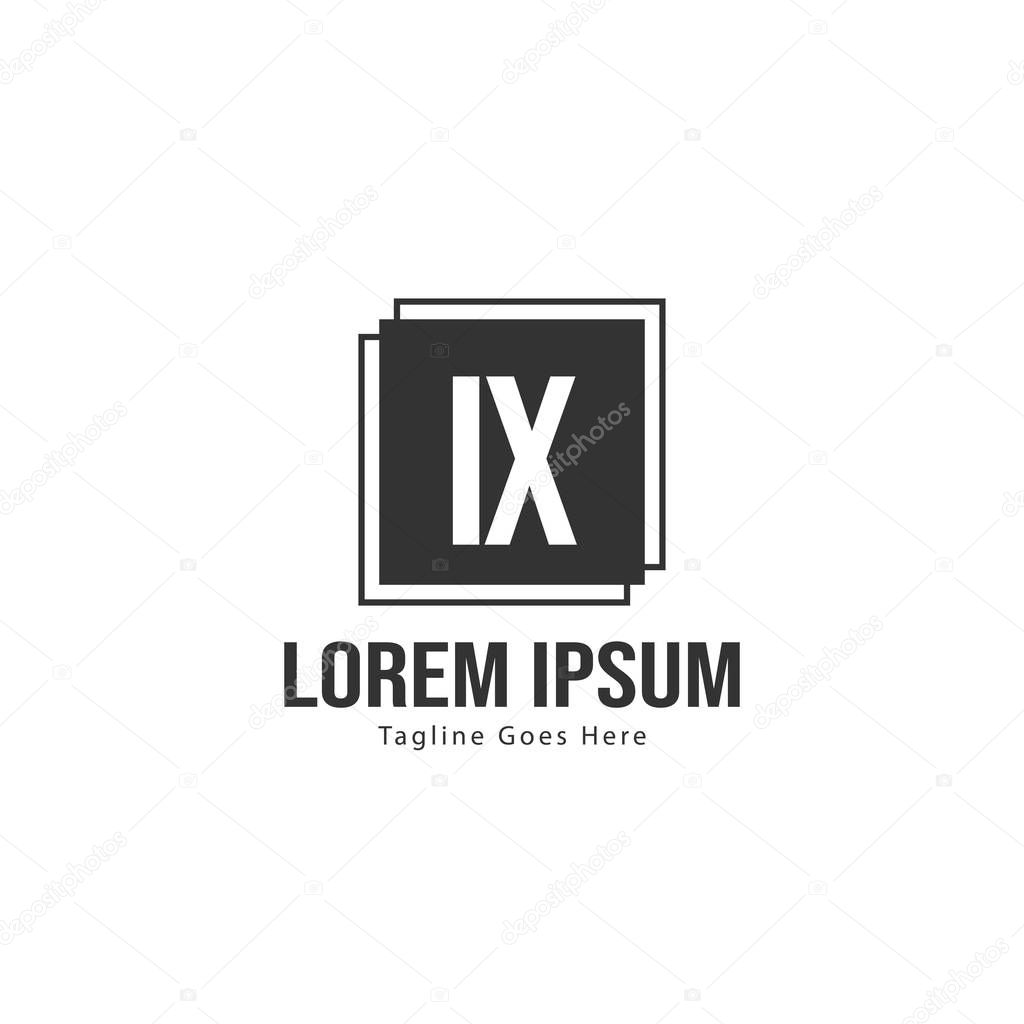 Plantilla inicial del logotipo IX con marco moderno. Ilustración ...