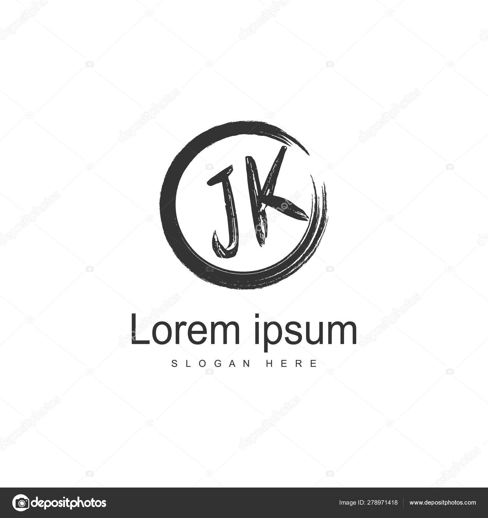 Initial JK logo template with modern frame. Minimalist JK letter logo ...