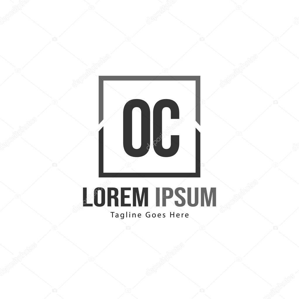 Plantilla de logotipo OC inicial con marco moderno. Ilustraci n de vector de logotipo de letra ...