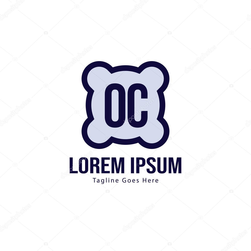 Plantilla de logotipo OC inicial con marco moderno. Ilustraci n de vector de logotipo de letra ...