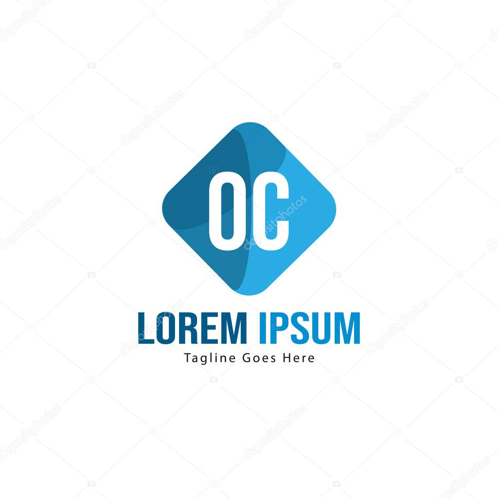 Plantilla de logotipo OC inicial con marco moderno. Ilustración de ...