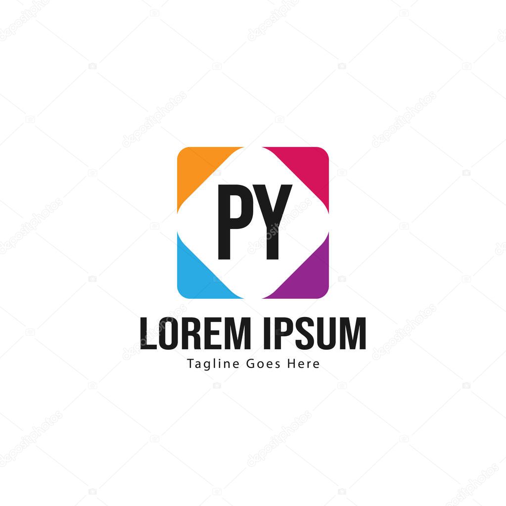 Plantilla de logotipo PY inicial con marco moderno. Ilustración de ...