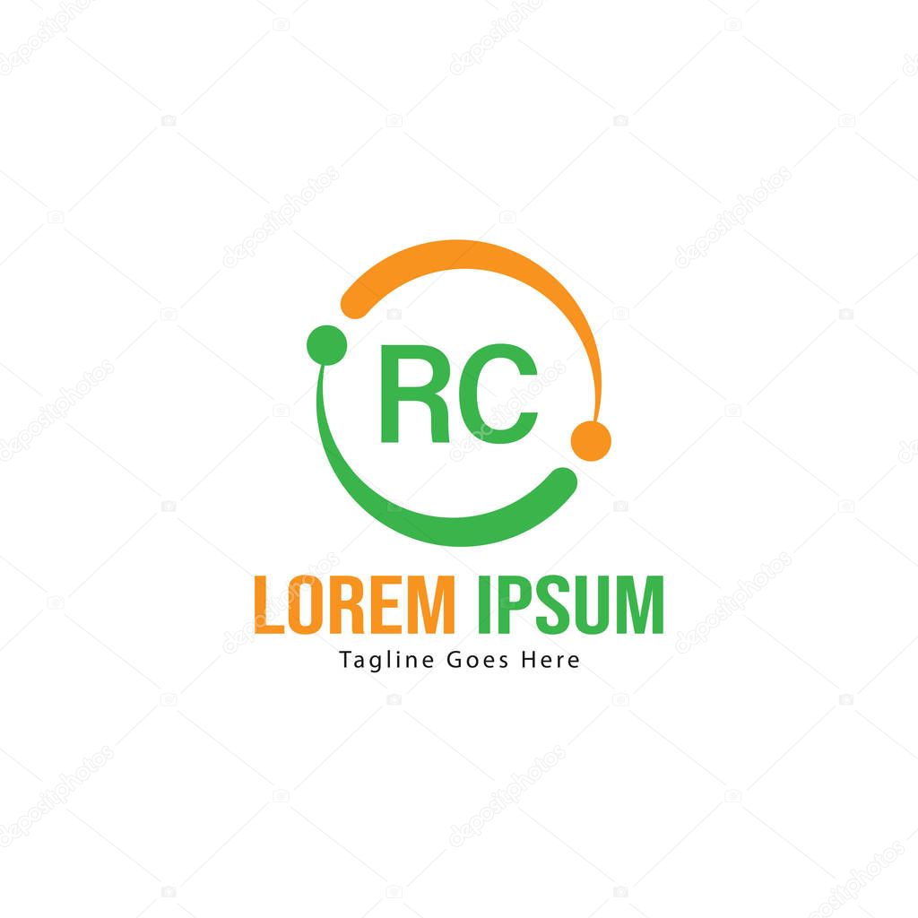 Plantilla de logotipo RC inicial con marco moderno. Ilustración de ...