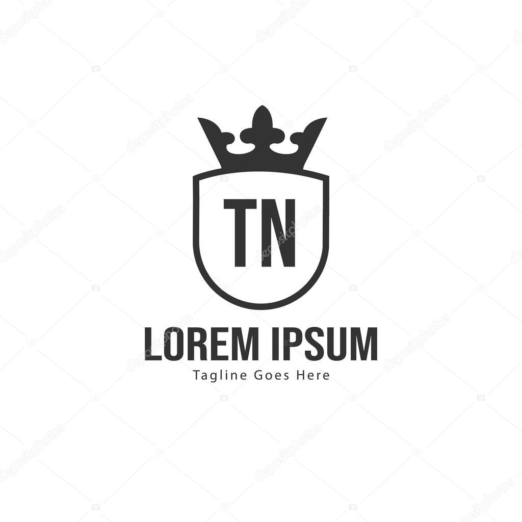 Plantilla de logotipo TN inicial con marco moderno. Ilustración de ...