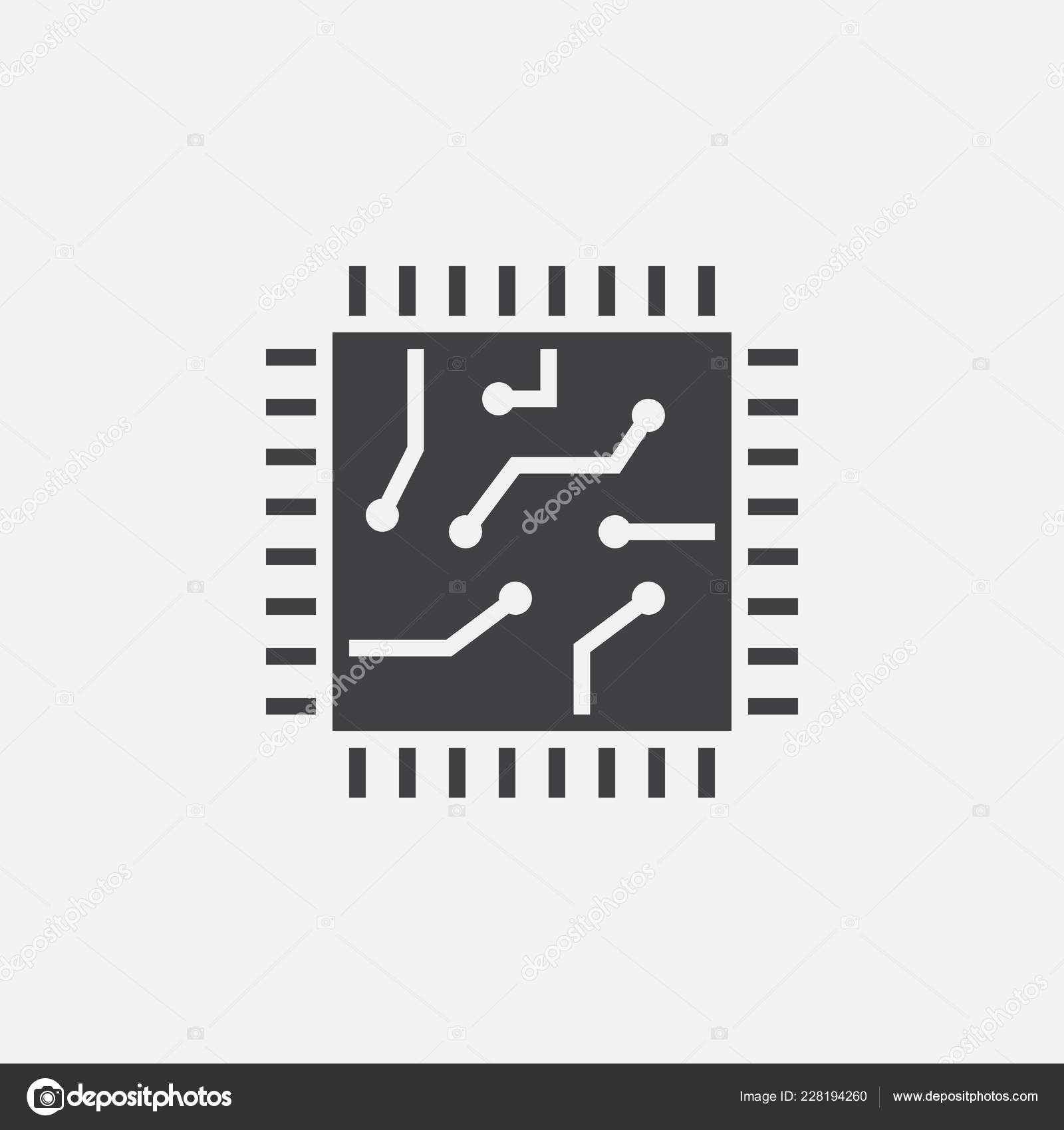 Chip Solid Icon Processor Vector Illustration Pictogram Isolated White ...