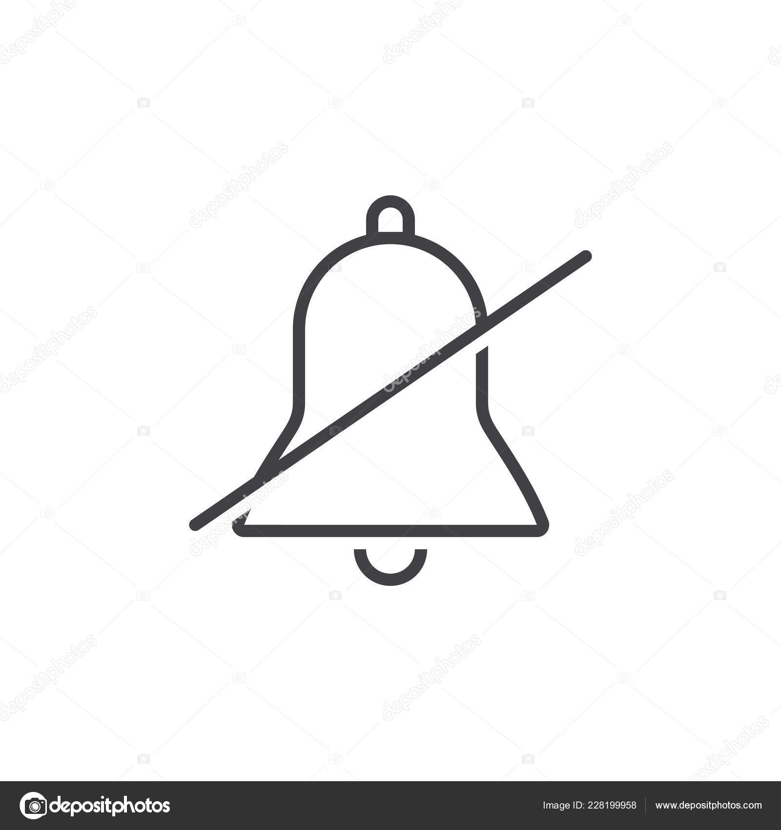 Strikeout Bell Line Icon Alarm Mute Outline Vector Logo Illustration ...