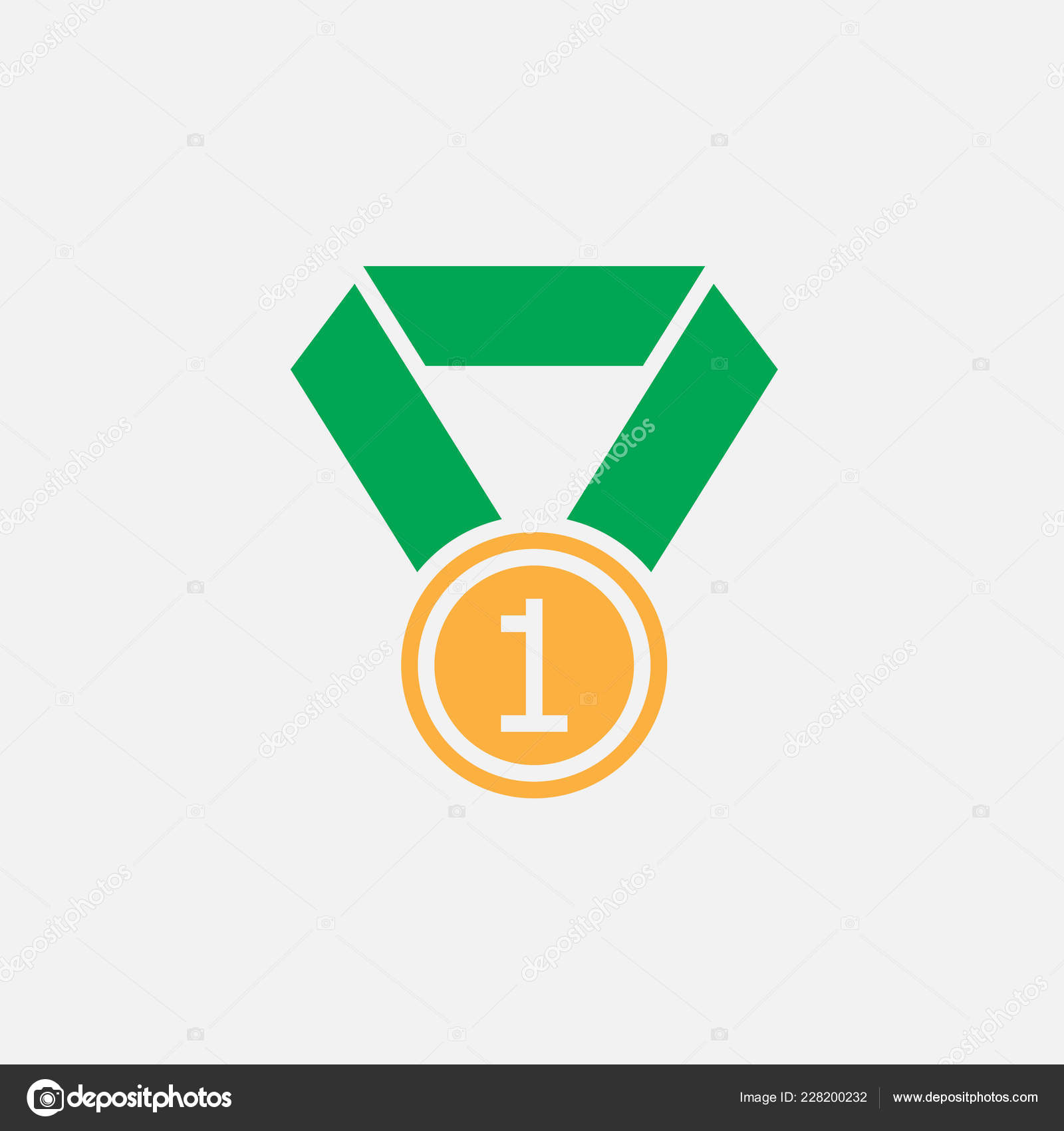 Medal Solid Icon Color Vector Illustration Pictogram Isolated White ...