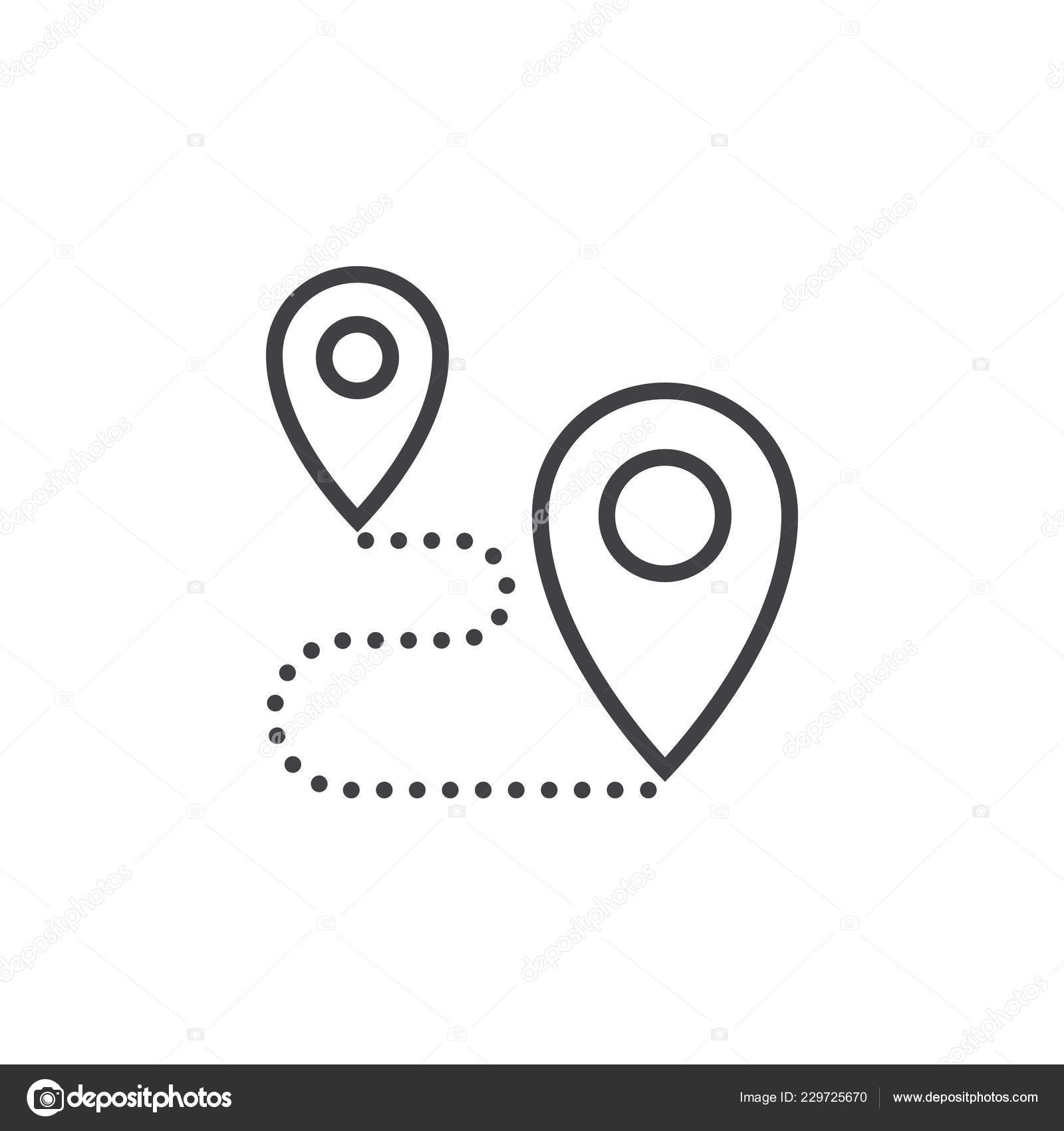 Icono Línea Ruta Ilustración Del Logotipo Del Vector Contorno Ubicación ...