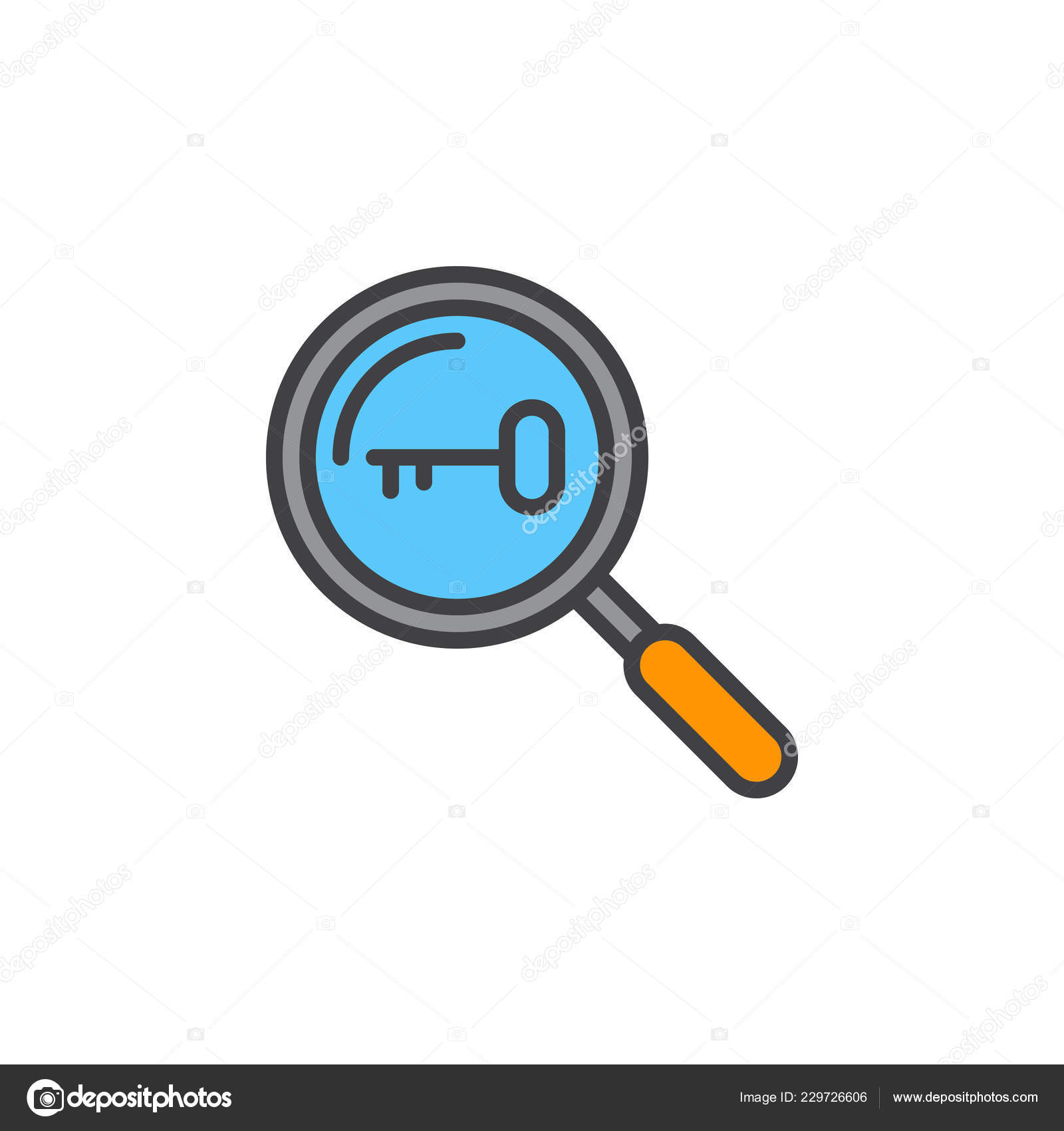 Keyword Research Symbol Magnifying Glass Key Line Icon Filled Outline ...