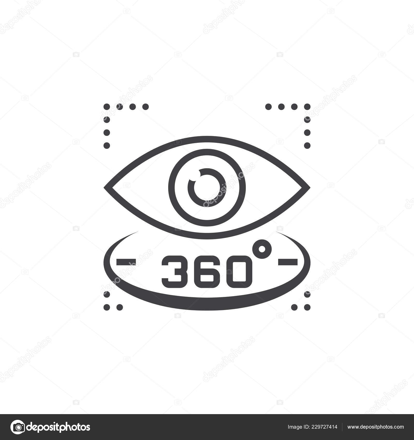 360 Degree View Sign Eye Line Icon Outline Vector Logo Stock Vector by ...