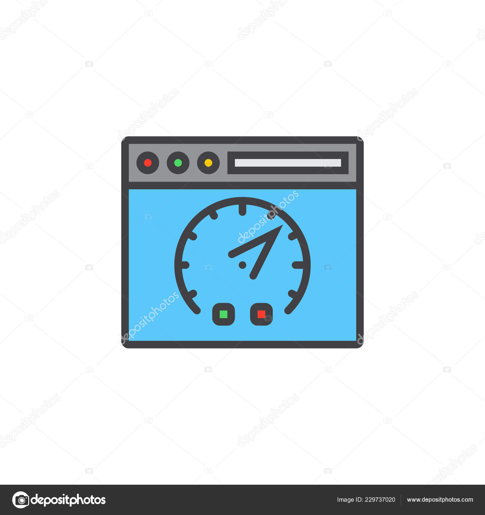 Website Speed Test Symbol Webpage Dashboard Line Icon Filled Outline ...