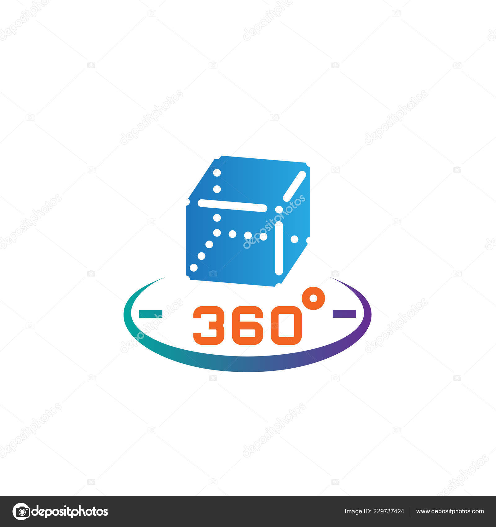 360 Degree Rotation Sign Cube Symbol Vector Icon Solid Logo Stock ...