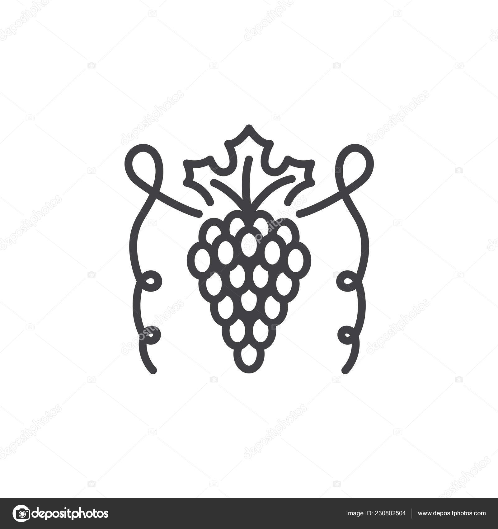 Grapes Line Icon Outline Vector Sign Linear Pictogram Isolated White ...